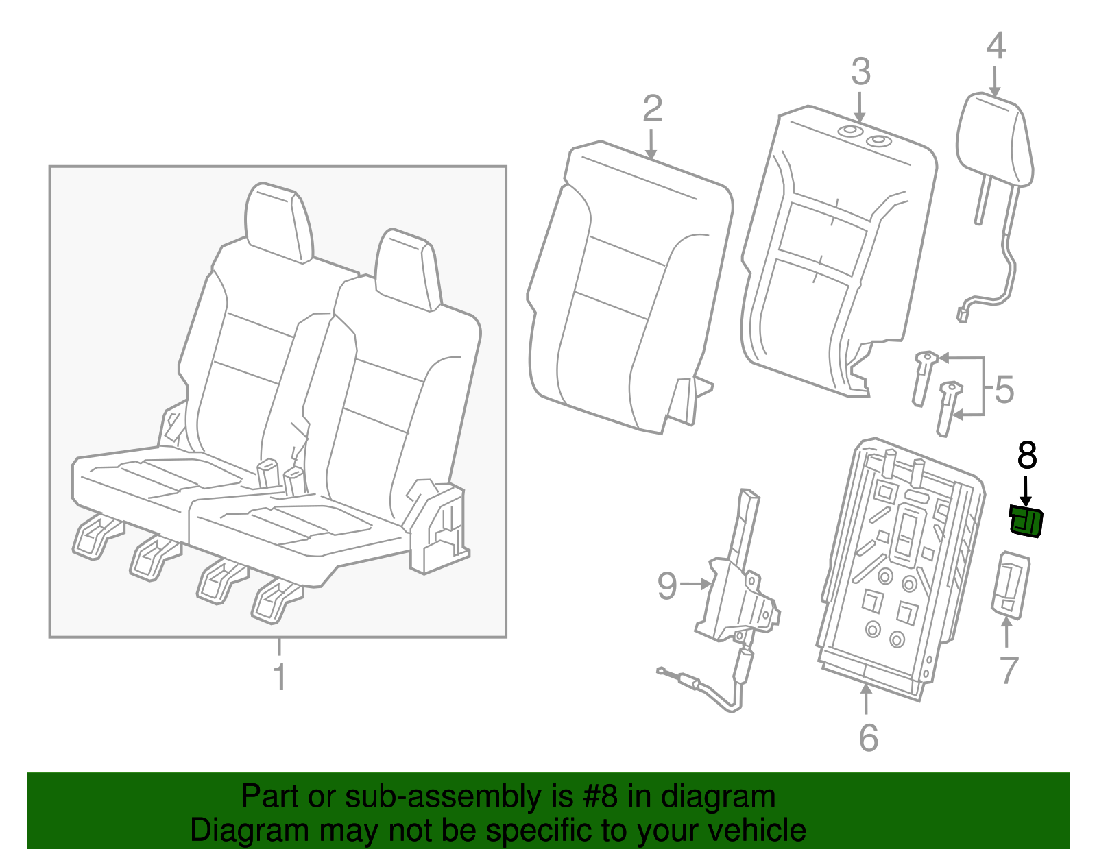 23411790 - Jet Black 3rd Row Seat Back Latch Strap Bezel 2017-2023 GMC ...