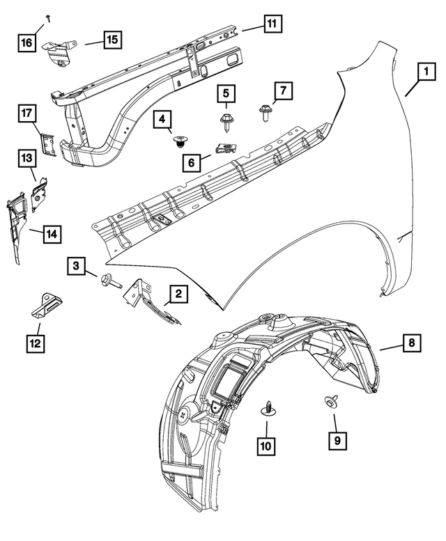 2010-2017 Mopar Fender Front Carrier Mounting Bracket 55372772AA ...