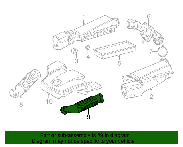 2002-2004 Mercedes-Benz SLK 32 AMG® Engine Air Intake Hose 112-094-15 ...