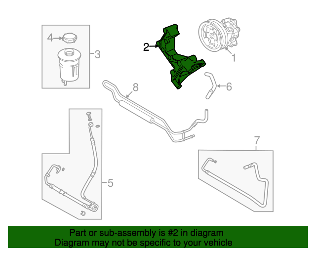Genuine OEM Power Steering Pump Mount Bracket Part# PQU500220 Fits 2007 ...