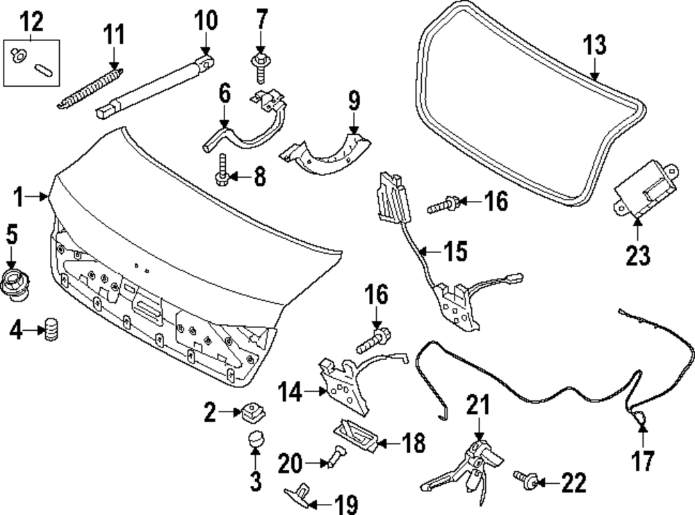 Hyundai - 69910-T1010 - Hinge Assembly Trunk Lid Left-hand - 2021-2025 ...