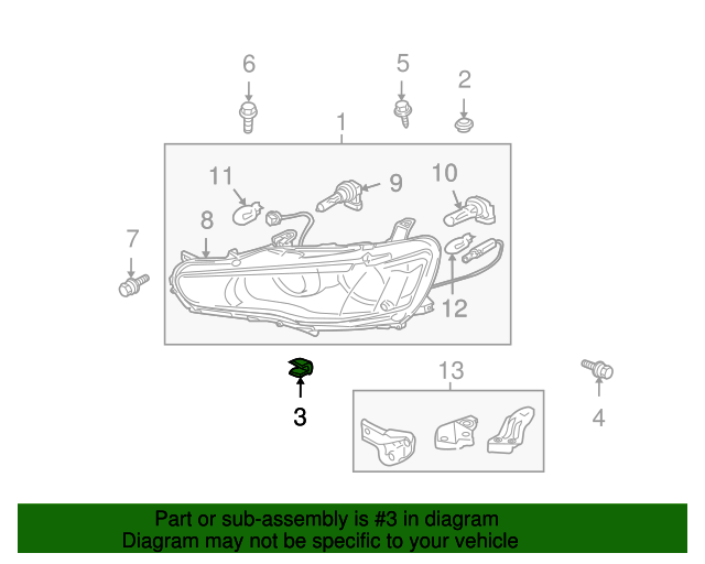 MN167828 - Headlamp Assembly Grommet 2008-2017 Mitsubishi | Mitsubishi ...