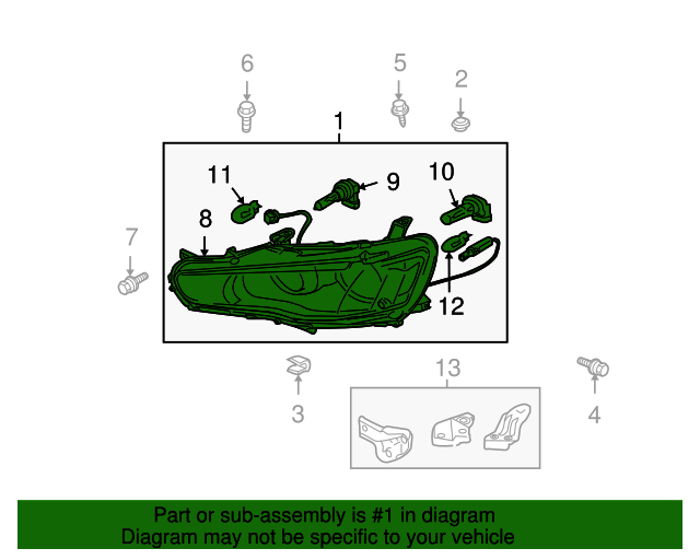 8301C361 - Headlamp Assembly 2009-2017 Mitsubishi Lancer | Mitsubishi ...
