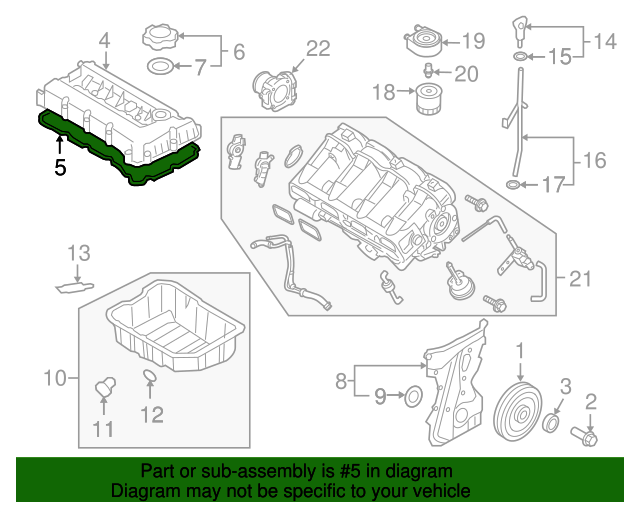22441-2G600 - Engine Valve Cover Gasket 2009-2012 Hyundai ...