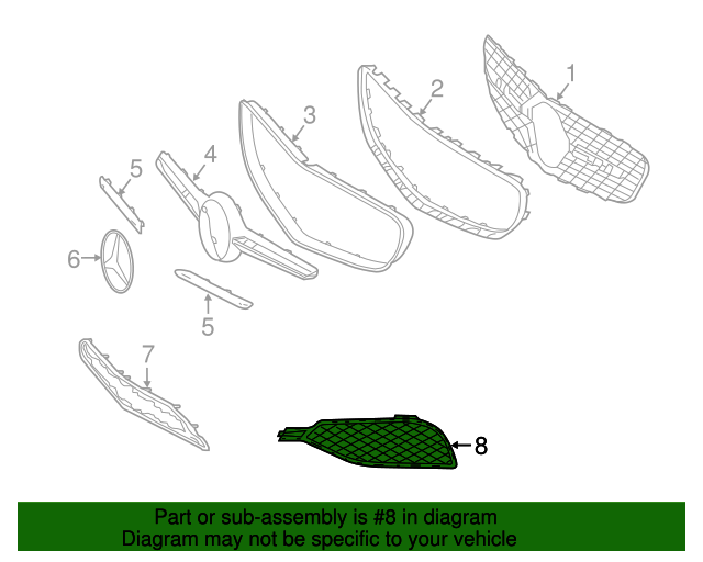 217-885-02-53-9040 - Outer Grille 2015-2021 Mercedes-Benz | Mercedes ...