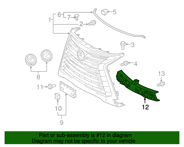 52719-60030 - Grille Reinforcement 2016-2021 Lexus LX570 ...