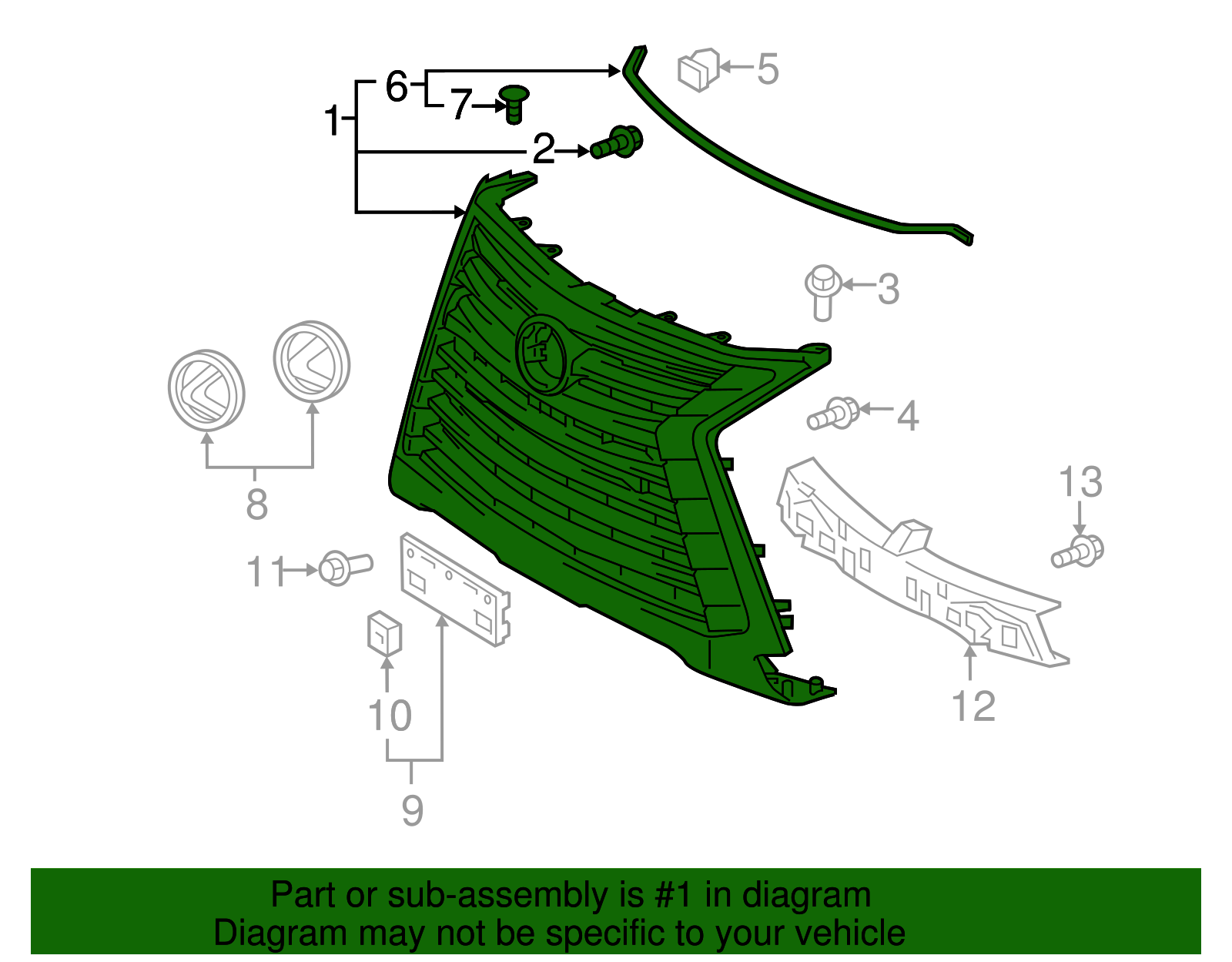 53101-60570 - Grille For 2016-2021 Lexus LX570 | Lexus OE Parts