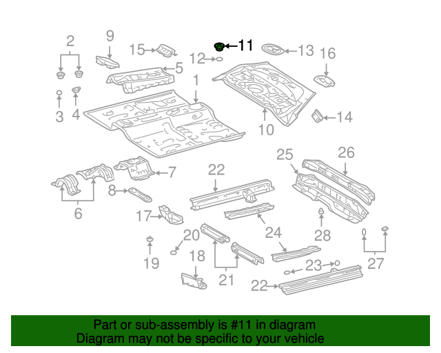 1996-2005 Toyota Floor Plug 90950-01867 | Toyota Parts