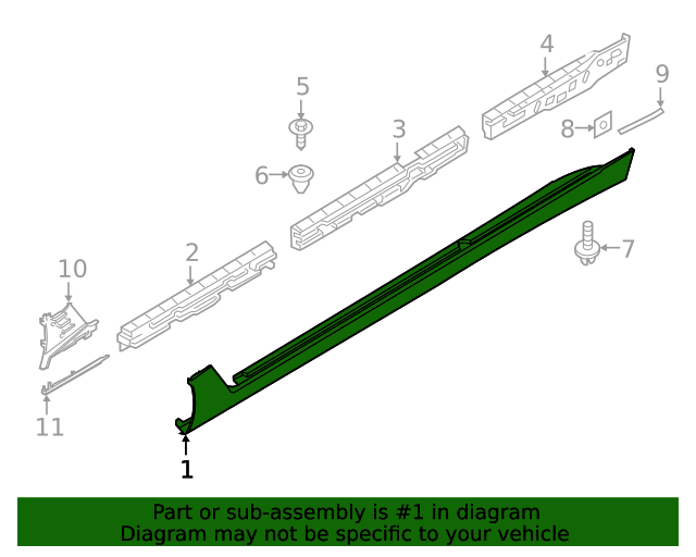 Genuine BMW 51-77-7-485-850 | Rocker Molding | FREE Shipping on Most ...