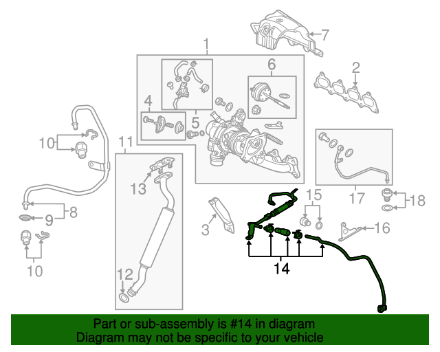 2016-2019 Buick Cascada Turbocharger Coolant Return Pipe 13476927 ...