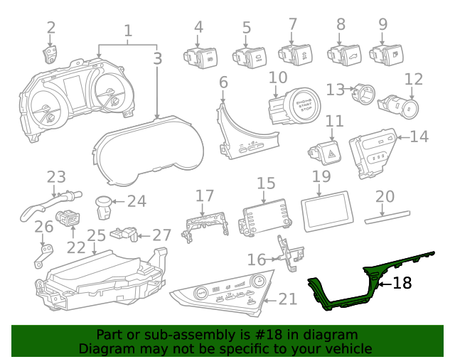 2021-2023 Toyota Camry Cluster Bezel 55421-06030 | Toyota Parts Center