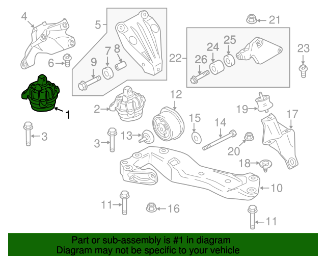 22116859846 - 2010-2019 BMW Motor Mount (22-11-6-859-846) | BMW of ...