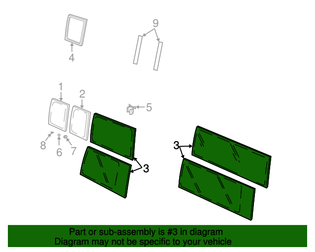 2008-2024 GM Driver Side Quarter Rear Window 20906509 GM ...