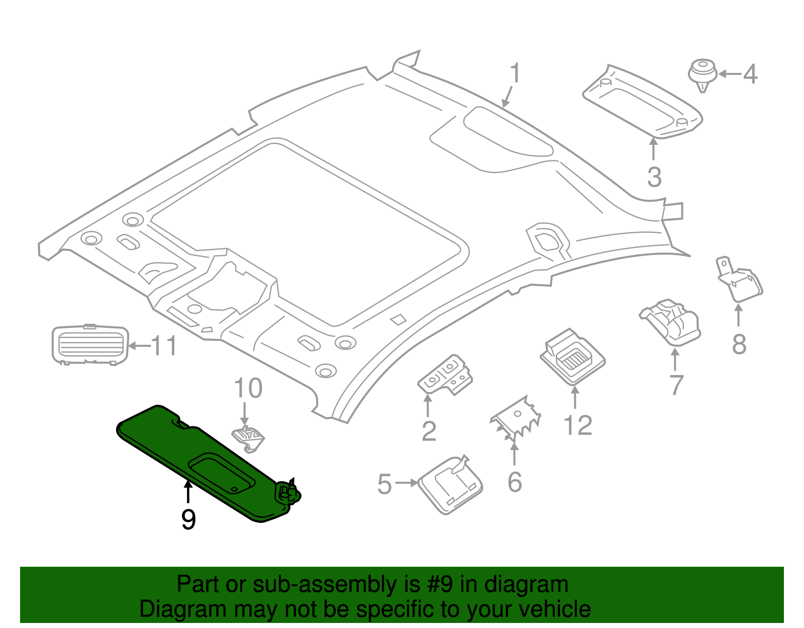 51-16-7-294-706 - Sun visor with label, right 2010-2019 BMW ...