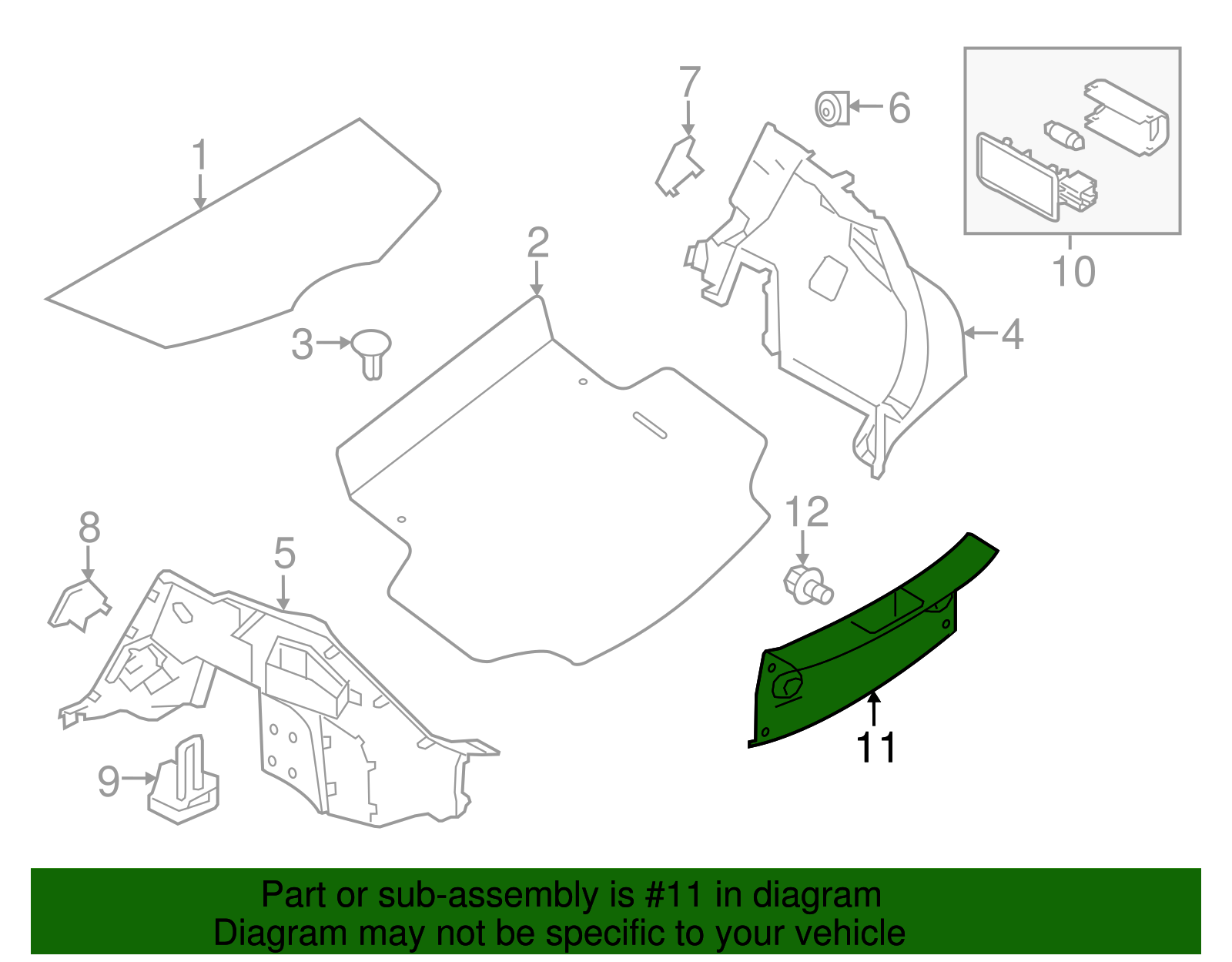 2013-2024 Nissan LEAF Rear Panel Trim 84992-3NF0B | CMA's Colonial Nissan