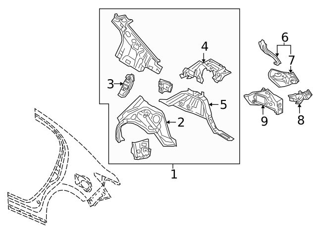 2016-2020 Toyota Inner Wheelhouse 61608-WB001 | OEM Parts Online