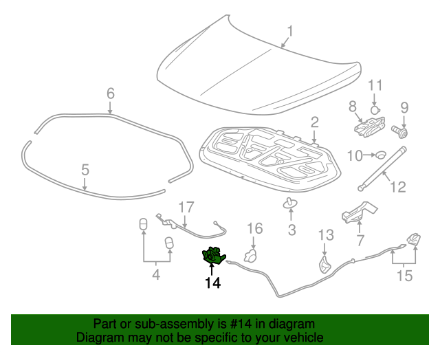 2017-2019 Buick LaCrosse Hood Primary and Secondary Latch 84711417 GM ...