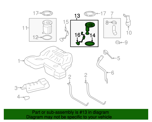 2008-2015 Cadillac CTS Secondary Fuel Tank Sending Unit Kit with Seal ...