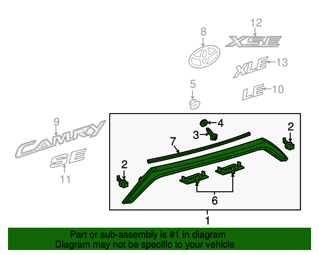 76801-06A81 - License Molding - 2015-2017 Toyota Camry | OEM Genuine ...