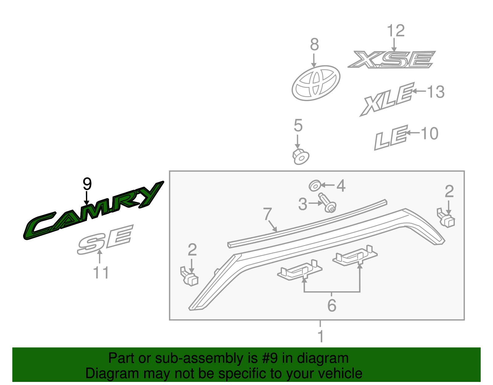 2012-2017 Toyota Camry Nameplate 75442-06190 | OEM Parts Quick
