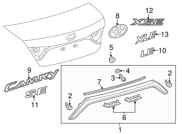2012-2017 Toyota Camry Nameplate 75443-06660 | Toyota Parts Center