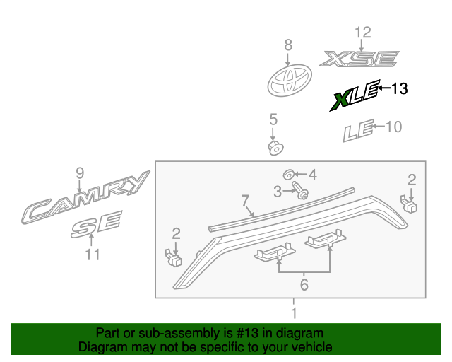 2012-2017 Toyota Camry Nameplate 75443-06660 | Toyota Parts Center