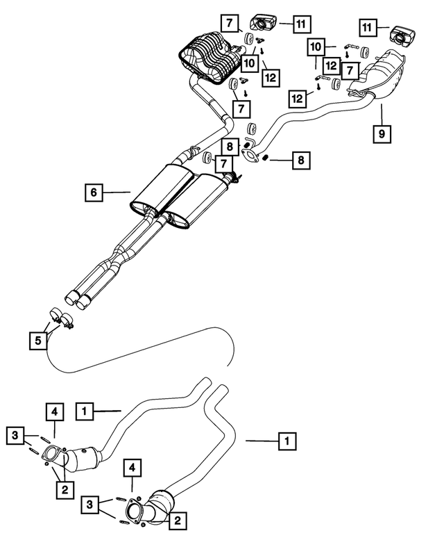 2011-2013 Dodge Challenger Exhaust Muffler And Resonator 68068334AA ...