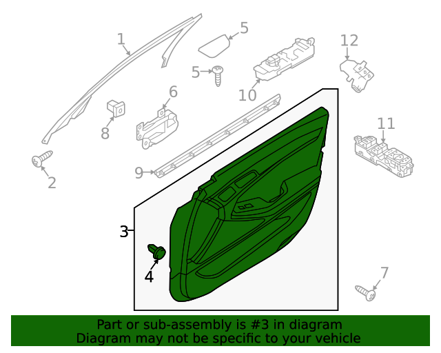 82306-T1550-NPQ - Panel Assembly Front Door Trim Right-hand - 2021-2023 ...