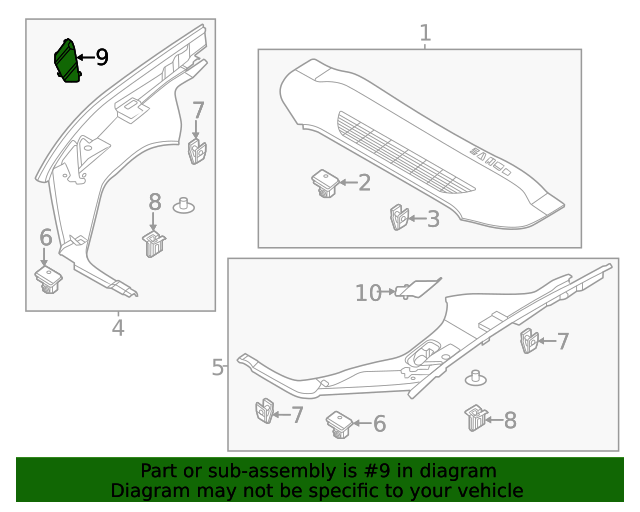 2021-2023 Ford Mustang Mach-E Fender Ledge Cover Access Panel LJ8Z ...