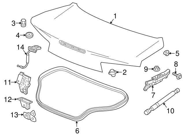 2016-2024 Chevrolet Camaro Rear Compartment Lid Weatherstrip 84126266 ...