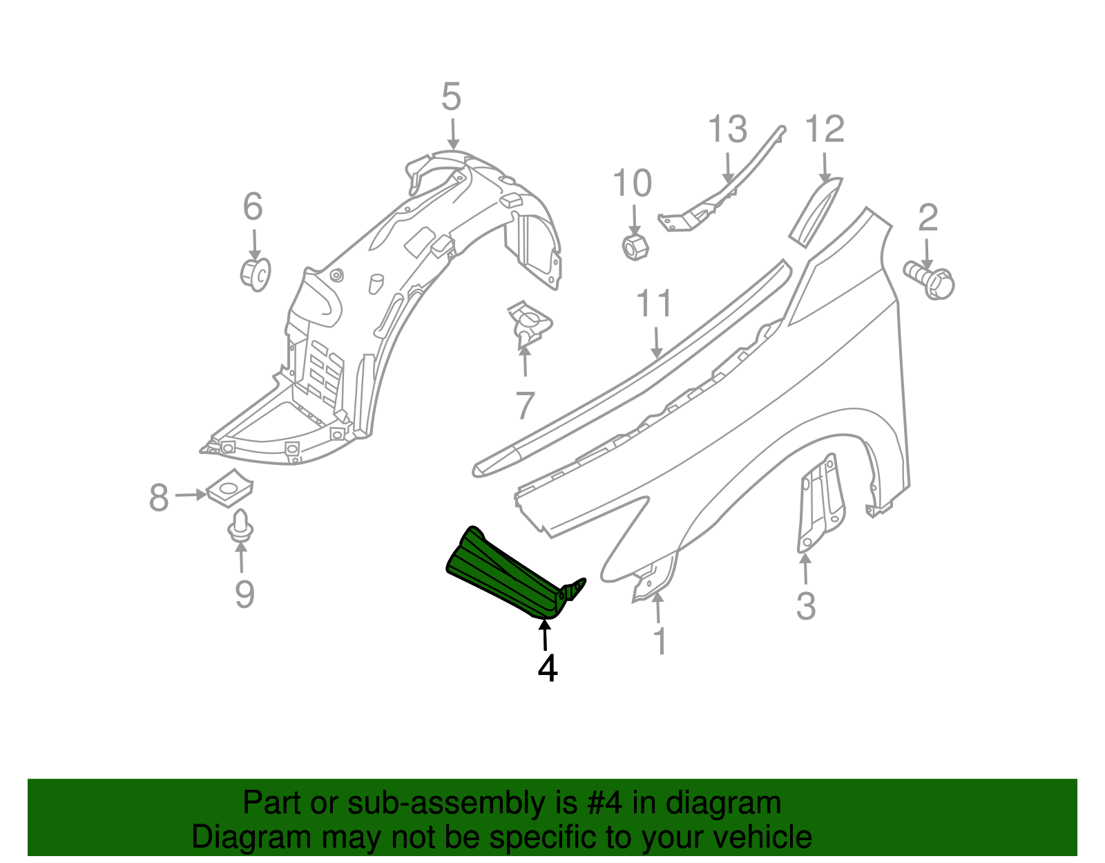 F3180-9N0MA - Fender Stay 2009-2014 Nissan Maxima | Nissan Parts ...