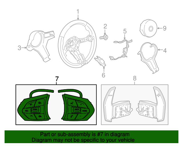 Genuine BMW 61-31-7-849-407 | Switch Multifunction Steering Wheel - M ...