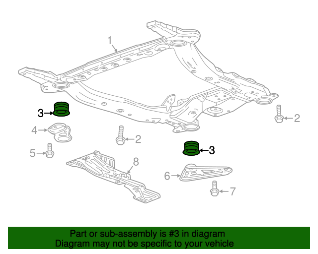 2016-2024 GM Front Suspension Cradle Mount 23409018 GM | GMPartsDirect.com