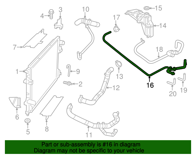 2005-2020 Mopar Reservoir Hose 55038134AF | GetOEMParts.com