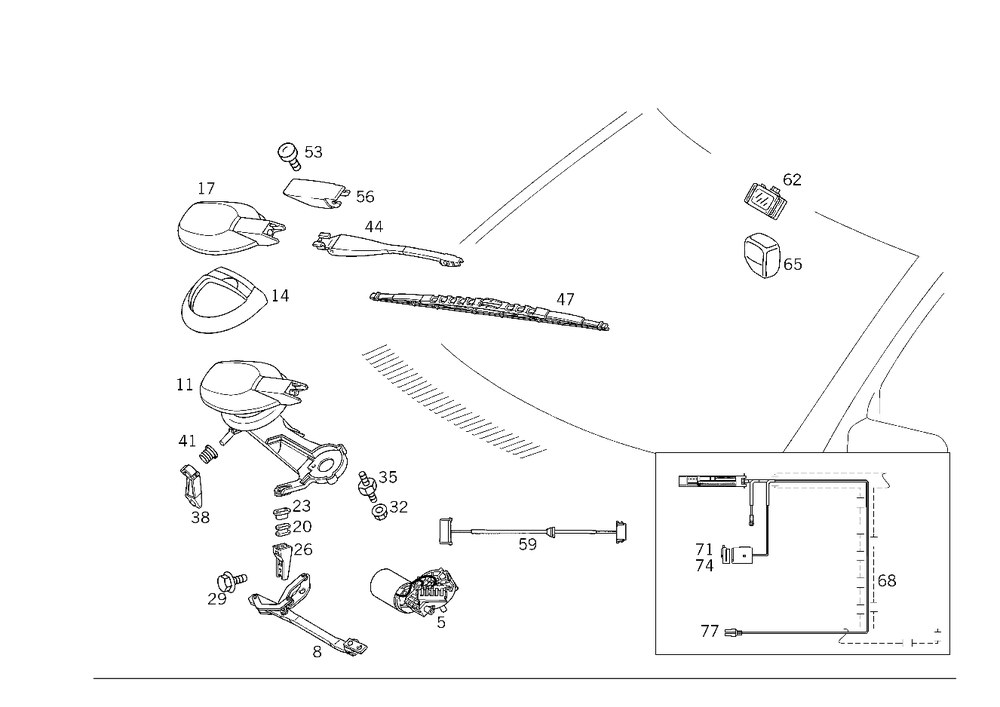 210-820-01-44 - Wiper Arm 1994-2002 Mercedes-Benz | Mercedes-Benz USA Parts