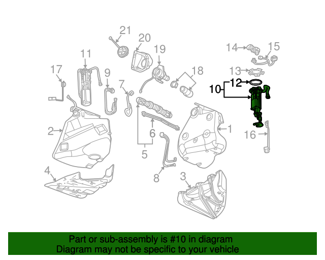 Passenger Side Fuel Tank Fuel Pump Module Kit with Seal, and Fuel Tank ...
