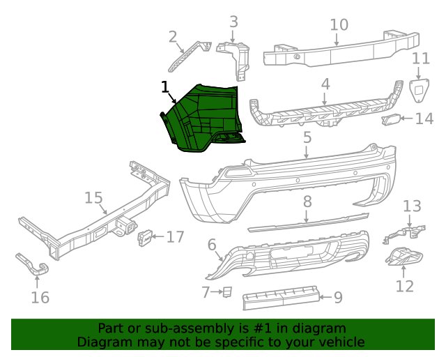68407903AA - Rear Upper Fascia Left - 2019 2020 Jeep Cherokee | Mopar ...