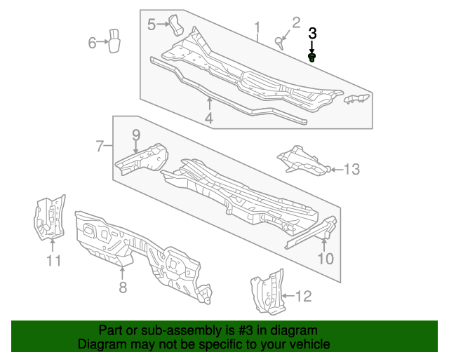 1996-2023 Acura Cowl Grille Clip 91501-SL4-003 | OEMAcuraPart