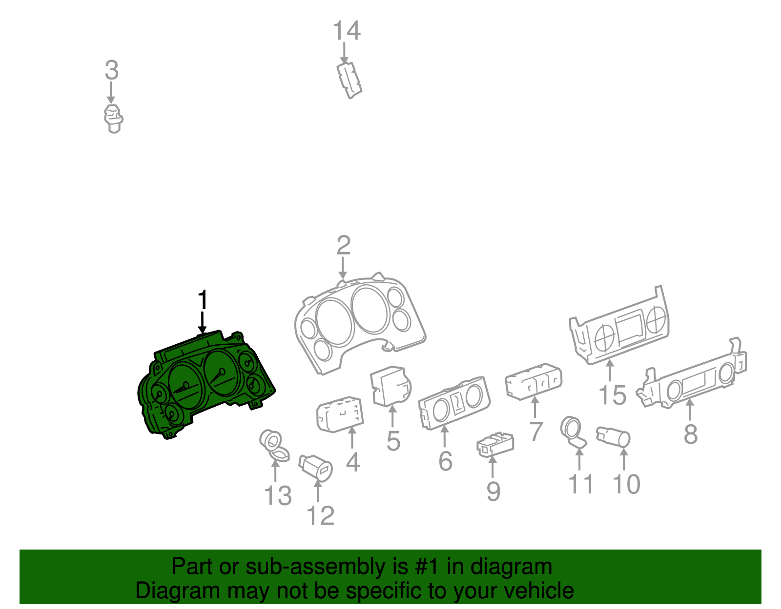2011-2014 GM Inst Cluster 22838416 | Courtesy Parts