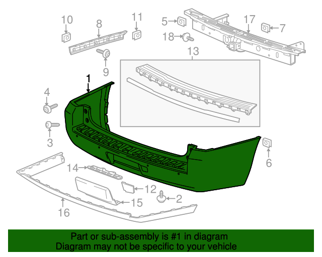 2015-2016 GMC Yukon XL Rear Upper Bumper Cover 23386116 GM ...