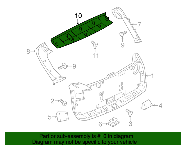 90904-5AA1A - Upper Gate Trim 2015-2024 Nissan Murano | Nissan Parts ...