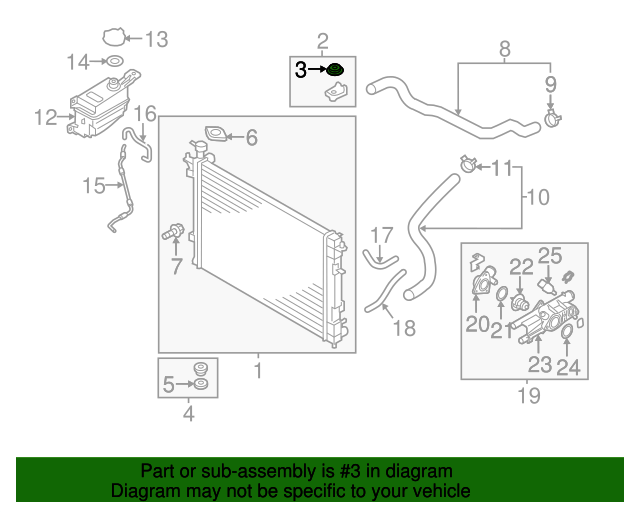 25335-2B000 - Radiator Assembly Upper Insulator 2011-2015 Kia Sorento ...