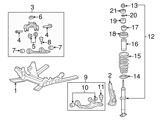 2009-2015 Cadillac CTS Drivetrain and Front Suspension Frame 20911367 ...