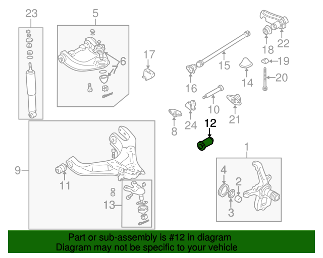 1992-2004 Mitsubishi Lower Control Arm Bushing MB633870 | Mitsubishi ...