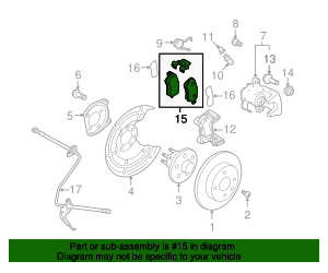93193613 - Rear Disc Brake Pad Set with Clips and Bolts 2008 Saturn ...