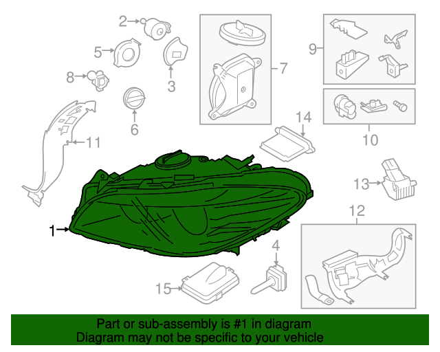 63117343905 - 2013-2016 BMW 5 Series Left Driver's Headlamp Headlight ...