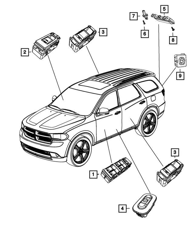 2011-2015 Mopar Front Door Switch And Bezel, Left Front, Export ...