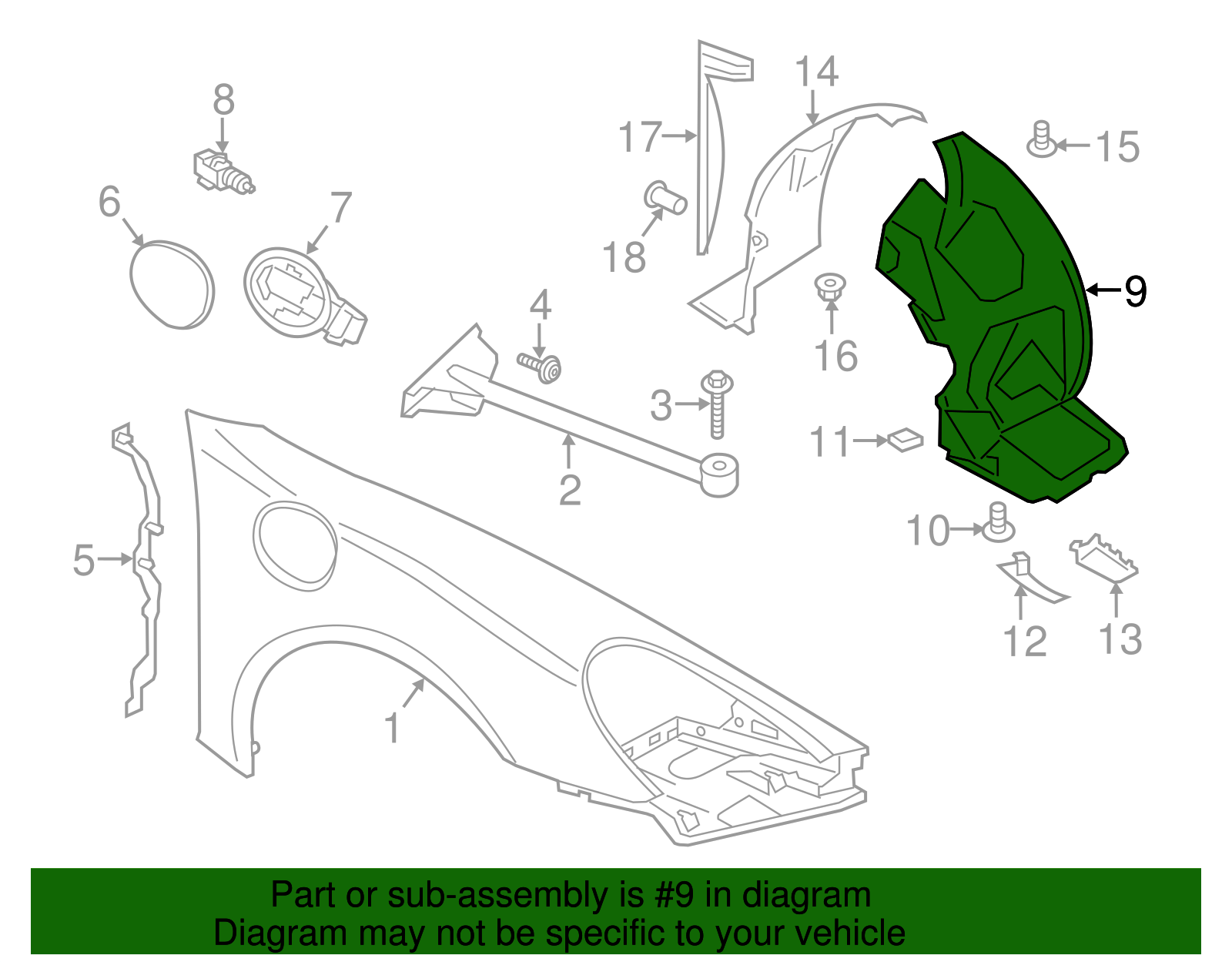 2013-2016 Porsche Ft Fender Liner 981-504-501-07 | Sunset Porsche Parts
