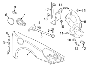 2013-2016 Porsche Ft Fender Liner 981-504-501-07 | Sunset Porsche Parts