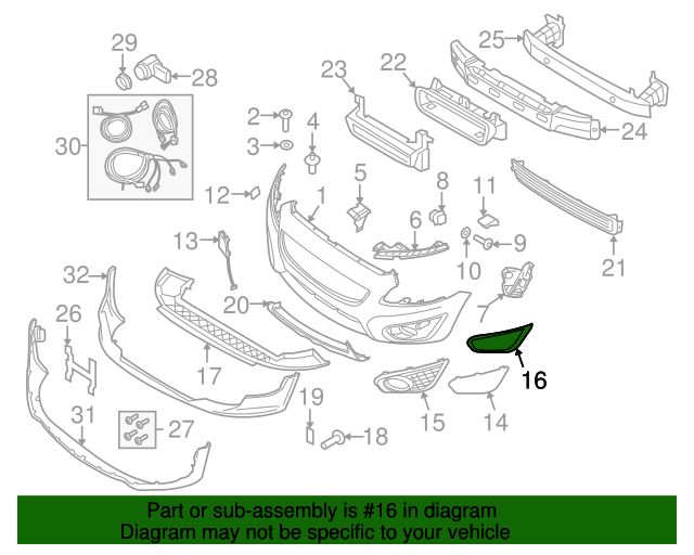 30756497 - Decor Frame - With Fog Lights 2010-2013 Volvo C30 | Volvo ...